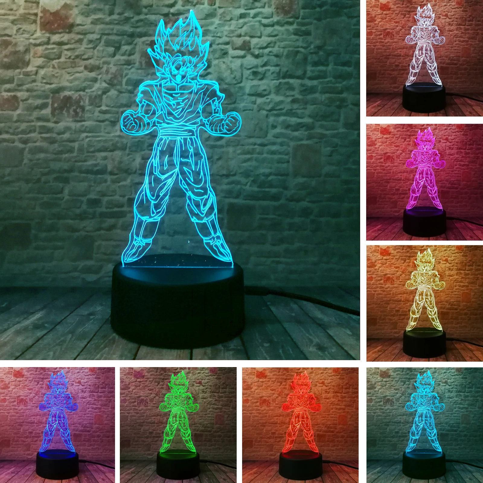 Dragon Ball Son Goku 3D Crystal Night Light LED Table Lamp Kids Xmas ...