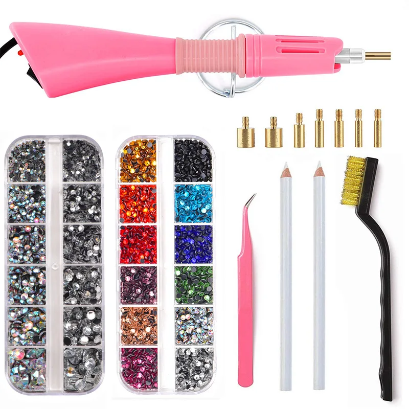Fast Heated! EU/US Plug White Hotfix Rhinestone Applicator Pink Iron on ...