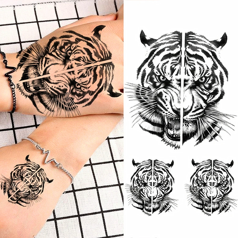 Tiger Face Tattoo On Hip