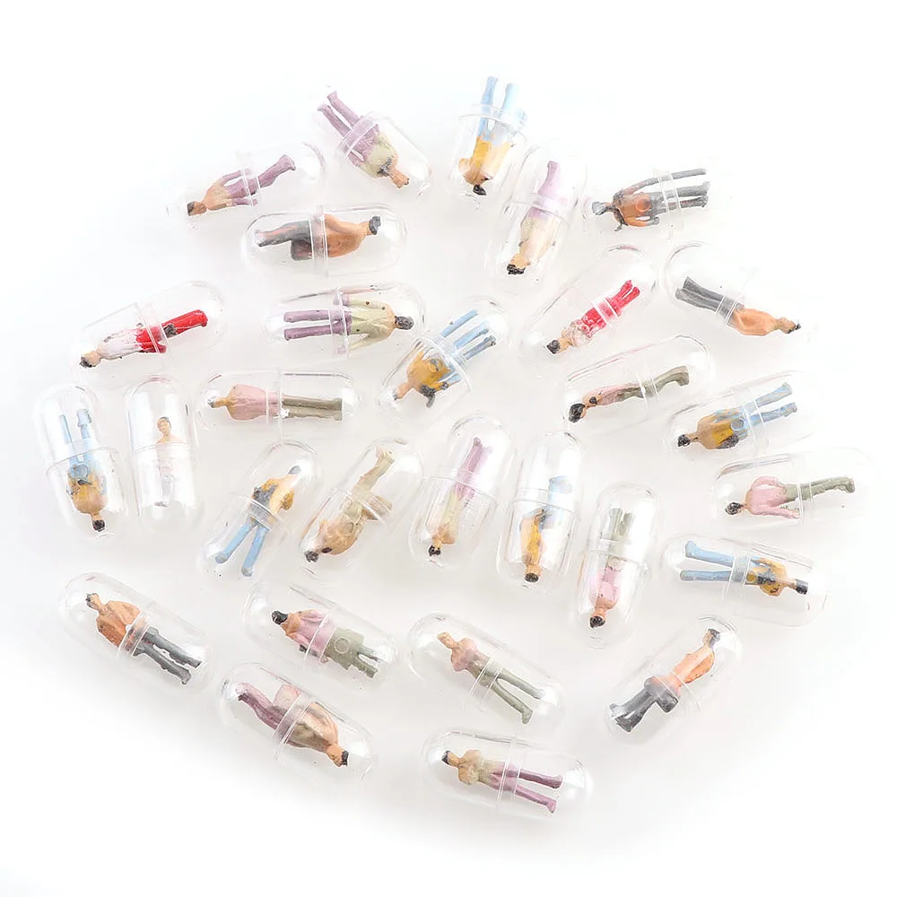 20pc Plastic Transparent Capsule Pill Humanoid Medince Pill Bottle ...