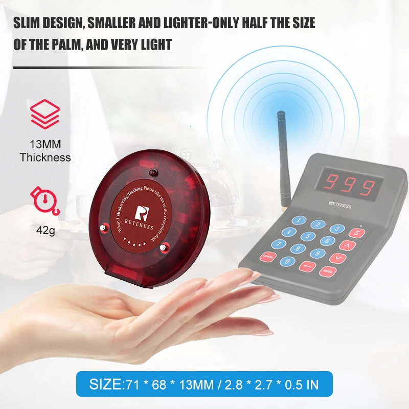 Retekess T119 Restaurant Pager Wireless Paging Queue System 10 Coaster ...