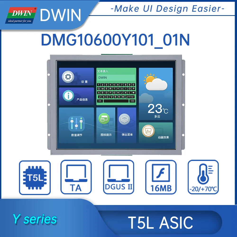 Dwin 10.1inch Smart Screen Hmi Touch Screen Uart Lcd Modules 1024*600 T5l Asic Screen Tft ...