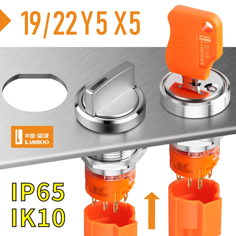 LANBOO Interruptor de botón giratorio selector de Metal con LED ...