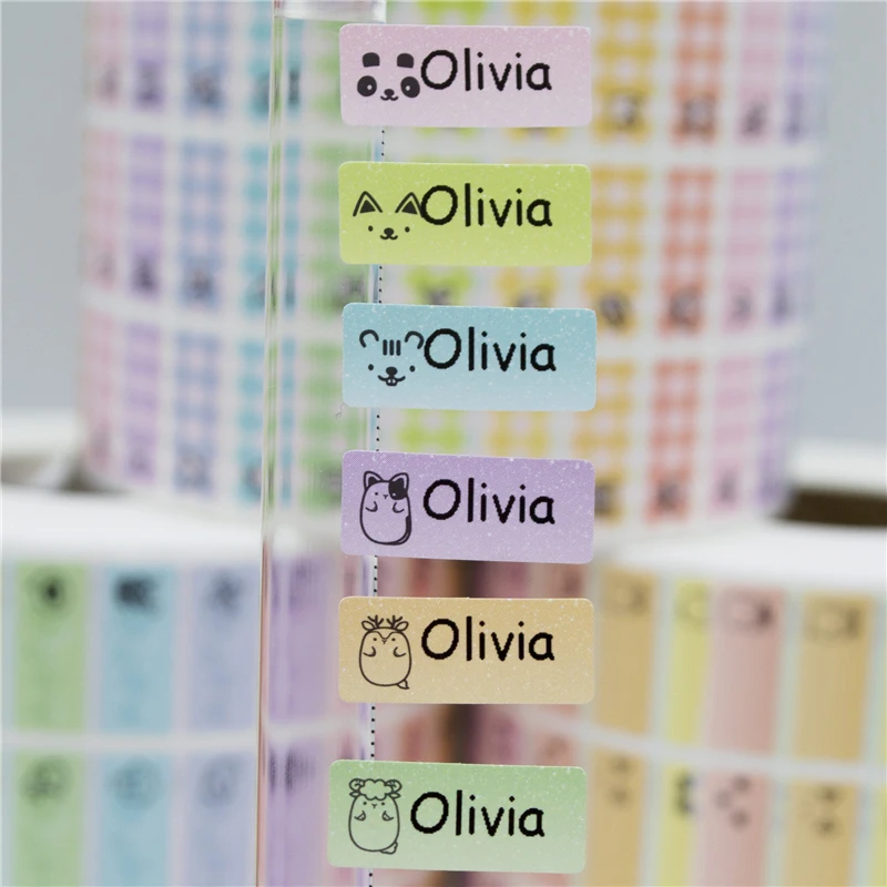 Rainbow Color Custom Name Stickers Multicolor Waterproof School Label ...