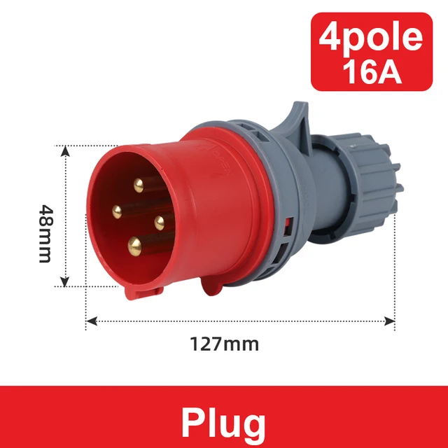 4Pole 16A Industrial Male Female Plug Electrical Wall Mounted Panel ...