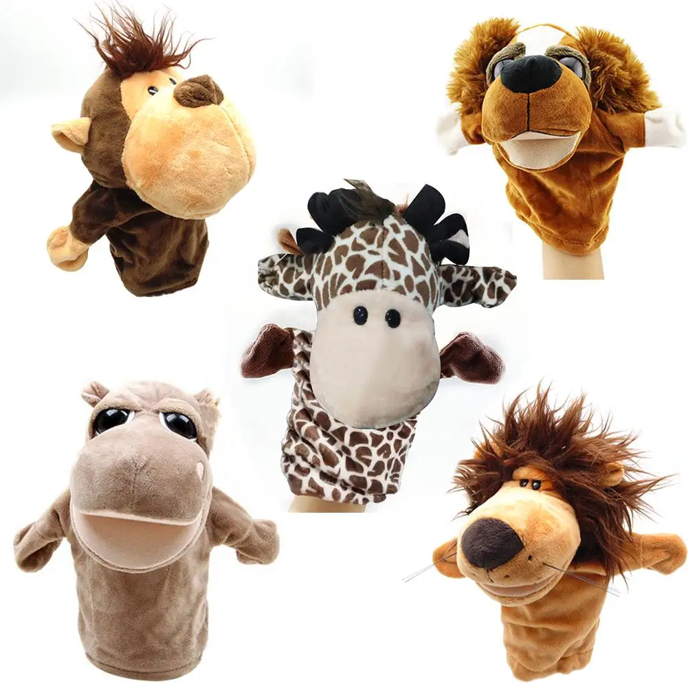 Animal Plush Hand Puppets Childhood Kids Cute Soft Toy Elephant Lione ...