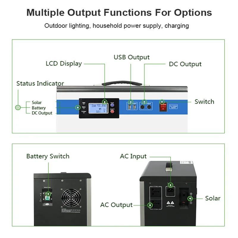 Anern 220V 1000W Solar Generator Portable AC Output Power Station Home ...