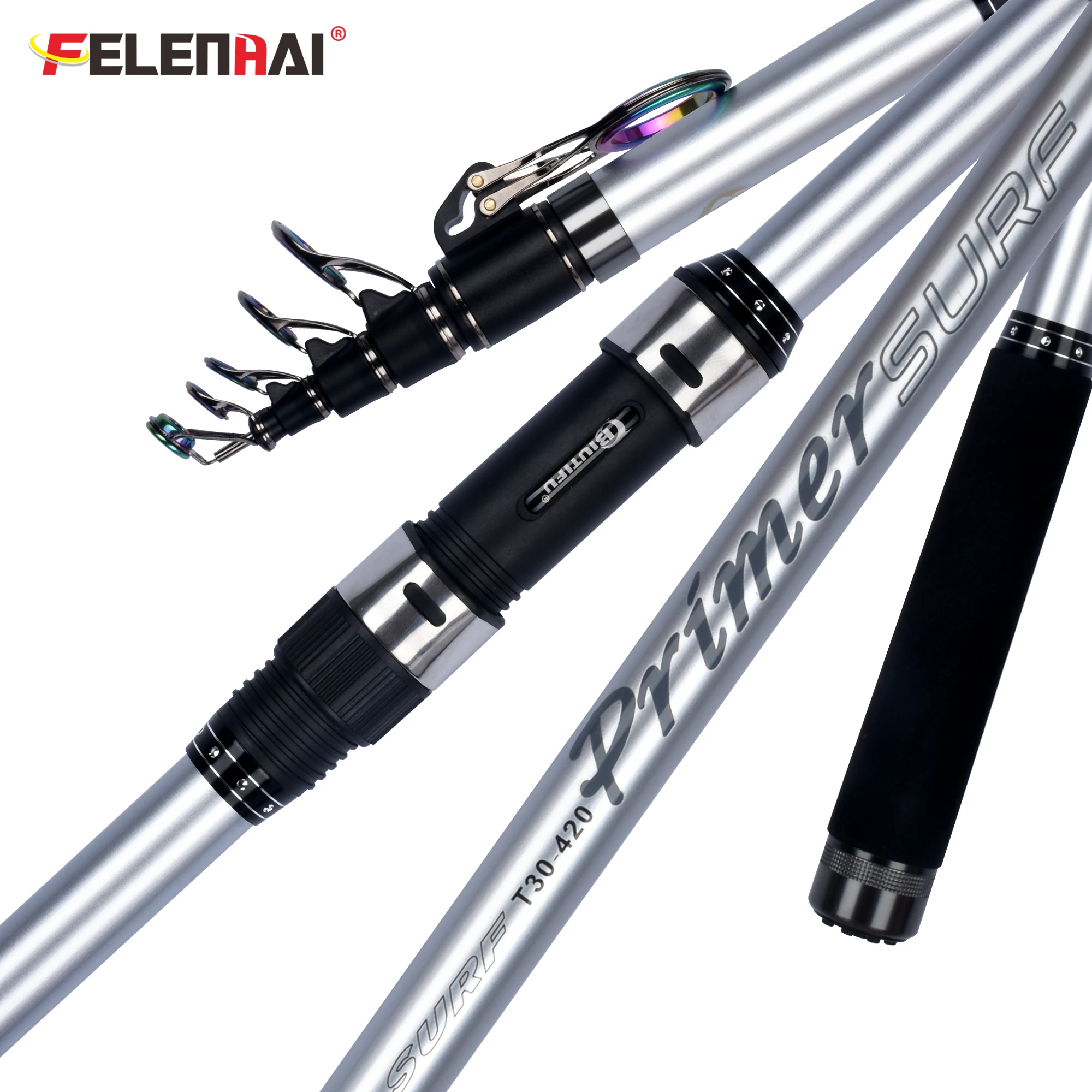 Felenhai Telescopic Surf Spinning Fishing Rod 3.9/4.2/4.5/5.0m 30t ...