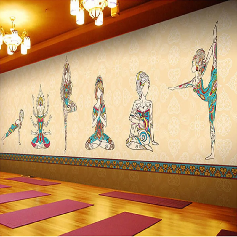 3D-Studio-Yoga-Studio-Tari-Kelas-Pelatihan-Dekoratif-Dinding-Mural-Gym ...