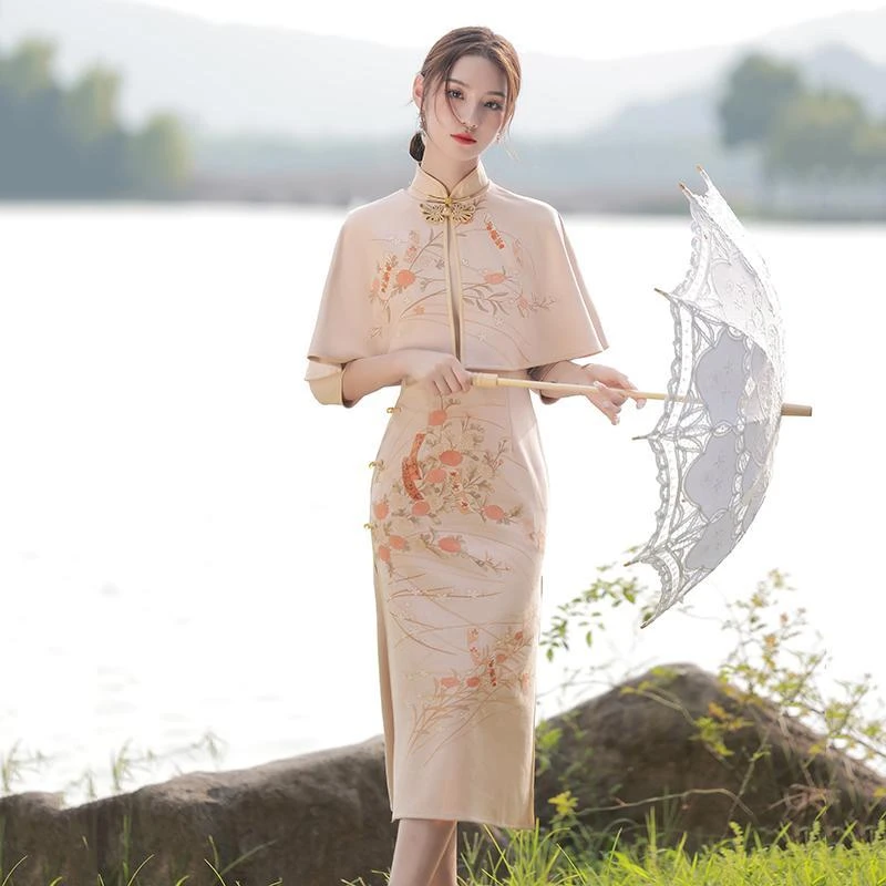 Improved Cheongsam 2021 Autumn Winter New Retro Chinese Style Suede ...