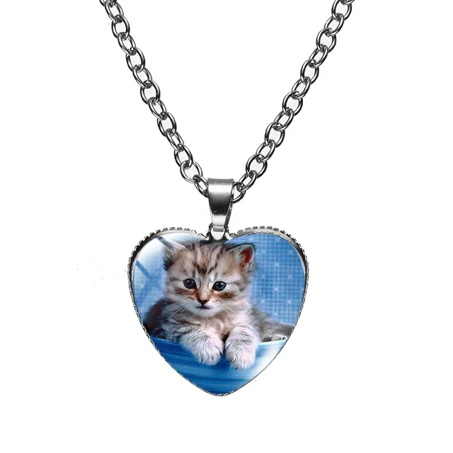 Cat Heart Pendant Necklace For Women - Outfit Galore