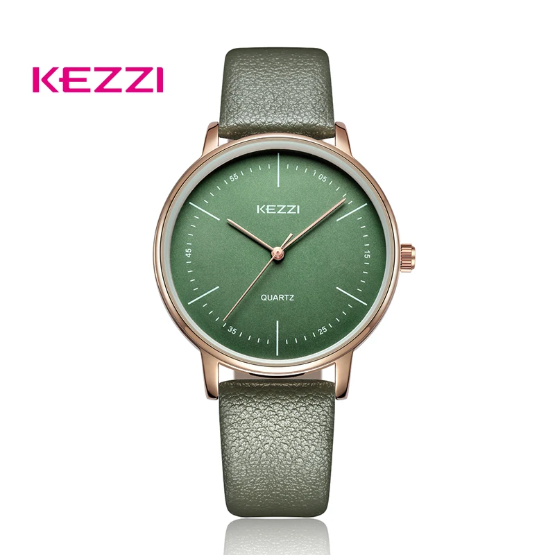 Kezzi relógio feminino de couro, relógio masculino, simples, mostrador ...