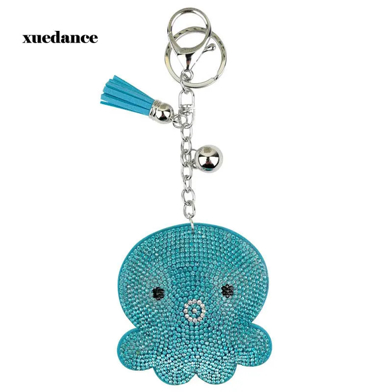 Full Crystal Rhinestone octopus Keychain Car keyrings Women's bags ...