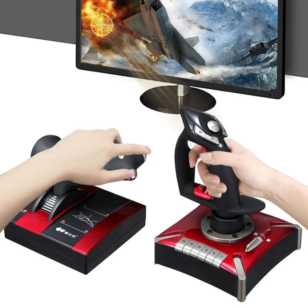 항공기 비행 스틱 조이스틱 Usb 시뮬레이터 16 키 프로그래밍 게임 패드 게임 컨트롤러 Pc Hotas 컴퓨터용 듀얼 진동
