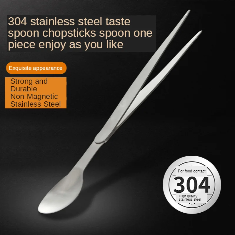 Tasting-Spoon-Stainless-Steel-304-Tweezers-Chef-Dual-Dishes-Taste-scoop ...