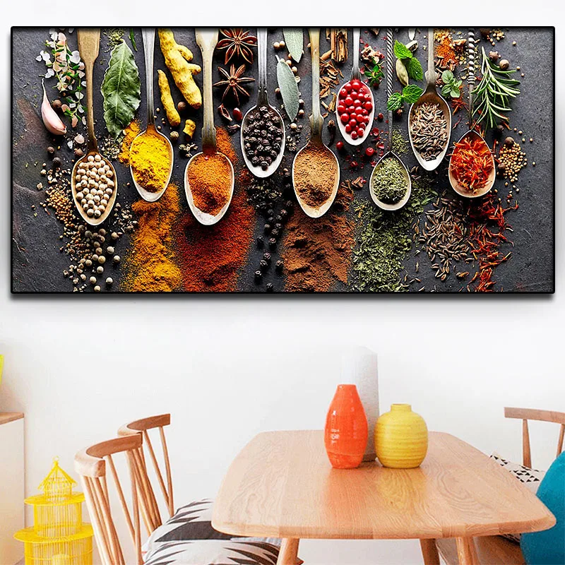 Kitchen-Spices-Poster-Painting-Modern-Food-Printed-on-Canvas-Wall-Art ...