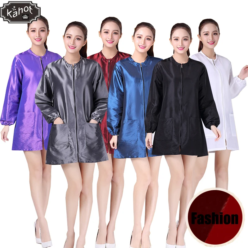Professional Salon Smock Stylist Jacket Cosmetology Uniform Zipper ...