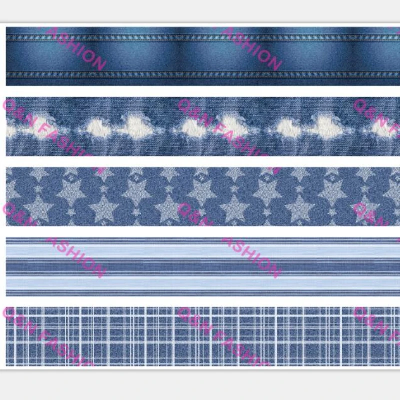 Q&n Ribbon 16mm-75mm Cowboy Demin Jeans Ribbon Tape Hairbow Stripe Dot ...