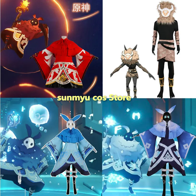 Genshin Impact hilichurl Costume With Mask water system fire system ice ...