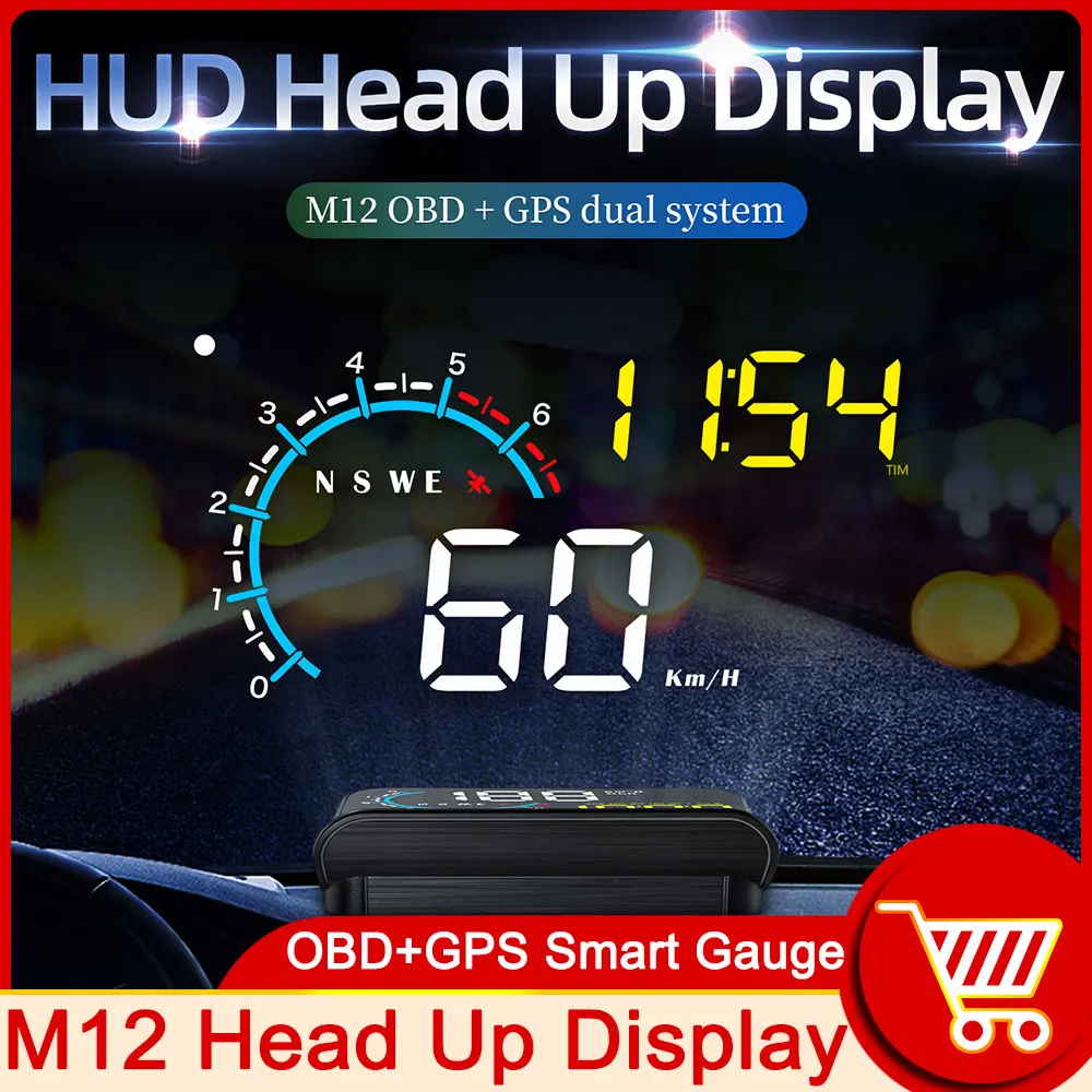 M7 OBD HUD 헤드 업 디스플레이 범용 자동차 Hud OBD 플러스 GPS 속도계 앞 유리 프로젝터 온보드 컴퓨터 과속 ...