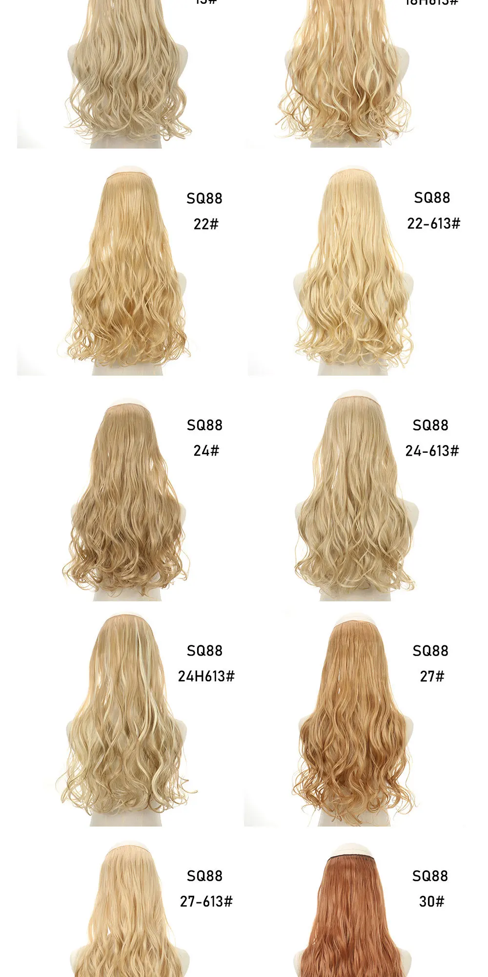 Mèche extensions,Extensions de cheveux synthétiques naturels sans Clip ...