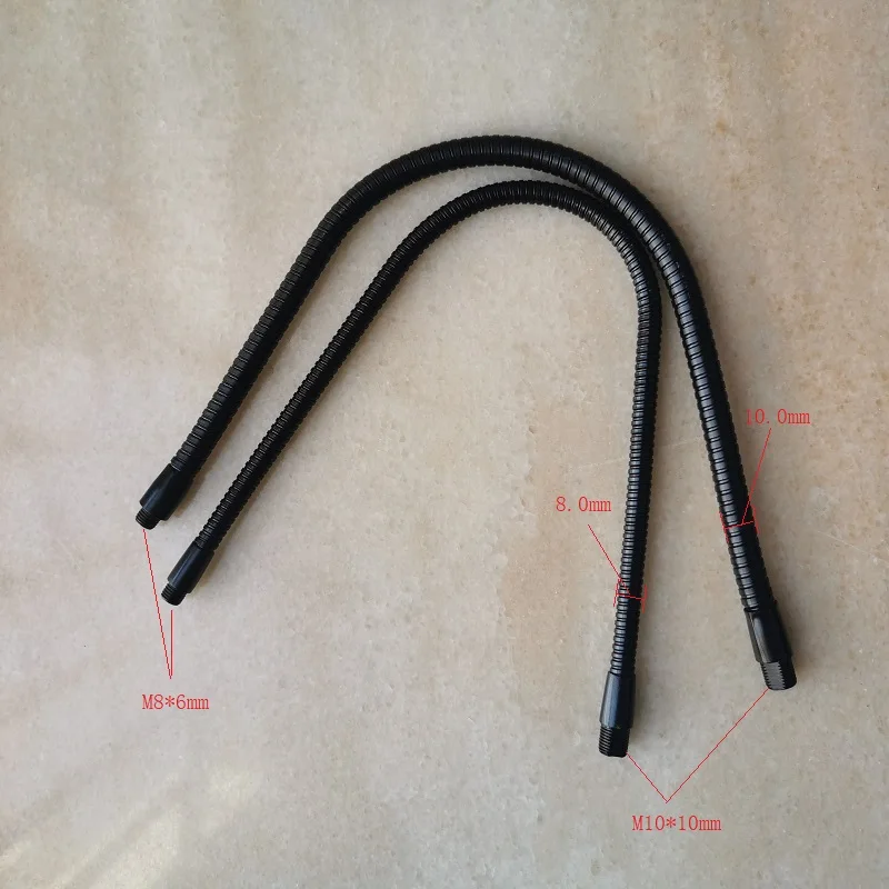 Black Metal Goose Neck Tube M8*6mm+M10*10mm Male Screw Thread Flexible ...