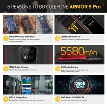 Ulefone Armor 8 Pro Android 11 Rugged Smartphone 8GB +128GB NFC/IP68/ Smartphone 5580mAh ...