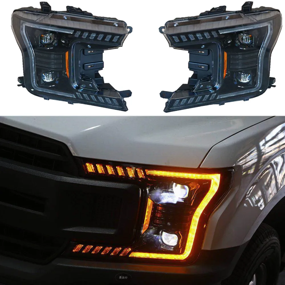 LED 2 Projector Headlights For Ford F 150 F 150 2018 2019 2020 Running ...