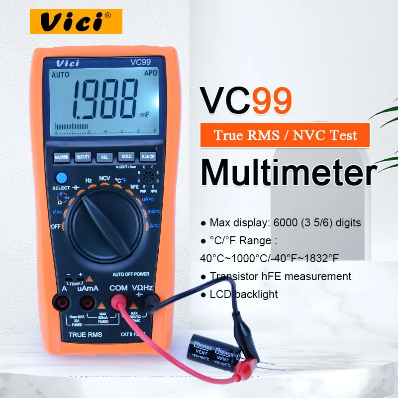 Vici multímetro digital de rango automático VC99, medidor de ...