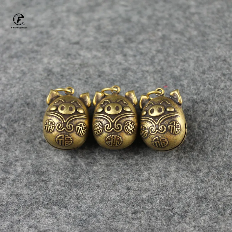 Copper Cute Little Pig Bell Small Ornaments Desk Feng Shui Decorations ...
