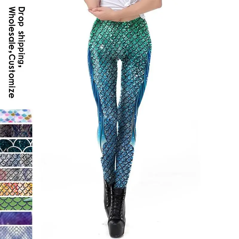 NADANBAO New Galaxy Leggings Women Sexy Mermaid Legging Fish Scale ...