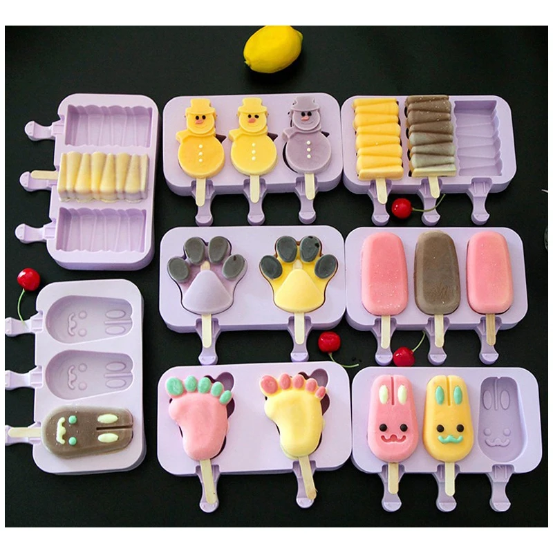 만화 실리콘 아이스크림 금형 커버 Popsicle 금형 Diy Bpa 무료 재사용 가능한 얼음 팝 금형 얼음 빨판 얼음 롤리