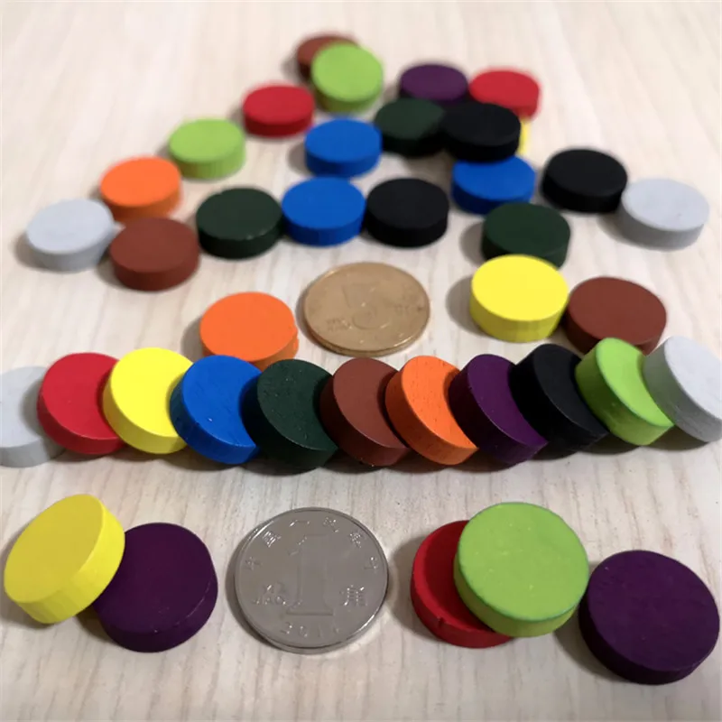 50pieces Diameter 15*5MM 10 Colors Wooden Pawn Game Pieces Colorful ...