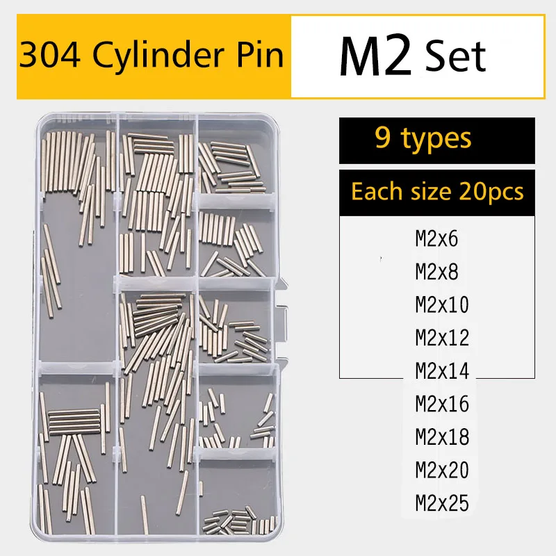 VIS,M1-M1.5--Kit Assorti De Chevilles Cylindriques De Repérage En Acier Inoxydable 304, M1, 5 M2 ...