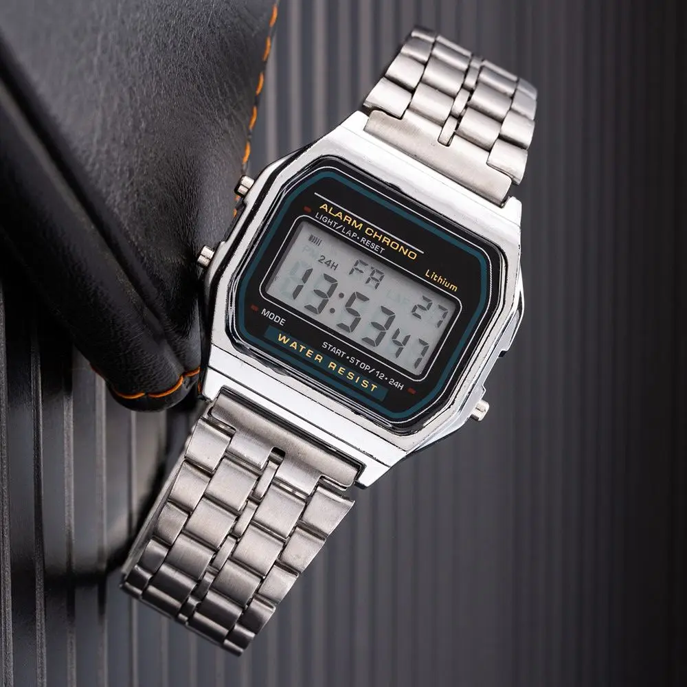 Watch For Women Luxury Square Digital Watch Stainless Steel Watchband ...