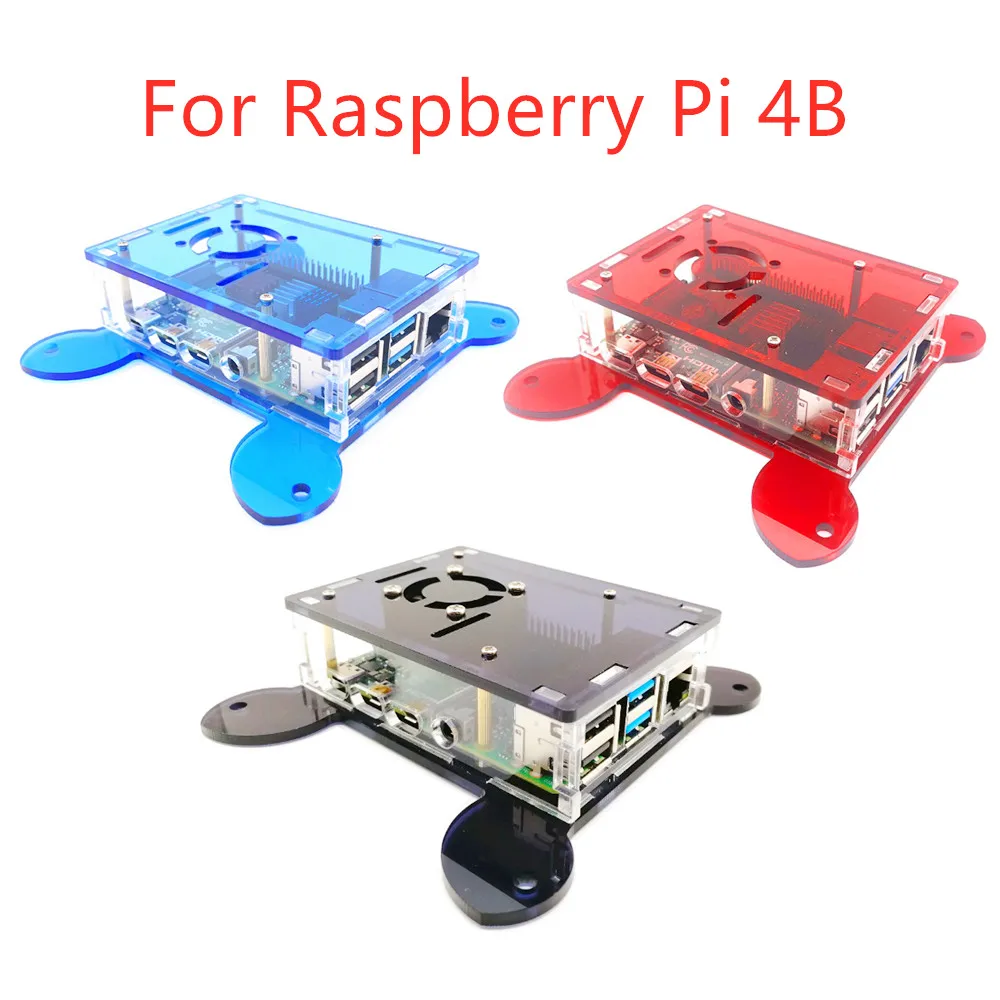Black/blue/red Acrylic Case Box Wall-mounted For Raspberry Pi 4b ...