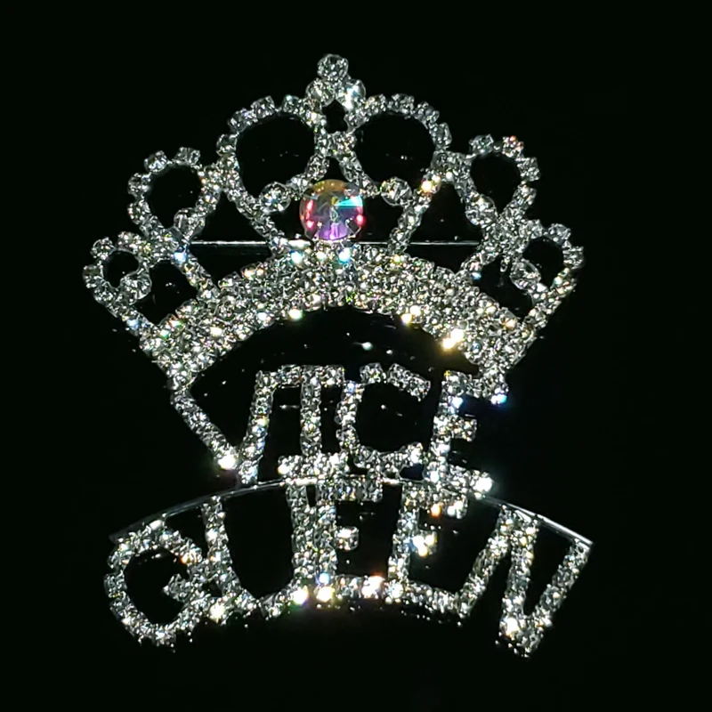 Luxurious-Handmade-Pageant-Crown-Brooch-Pin-with-VICE-QUEEN-Word-in ...