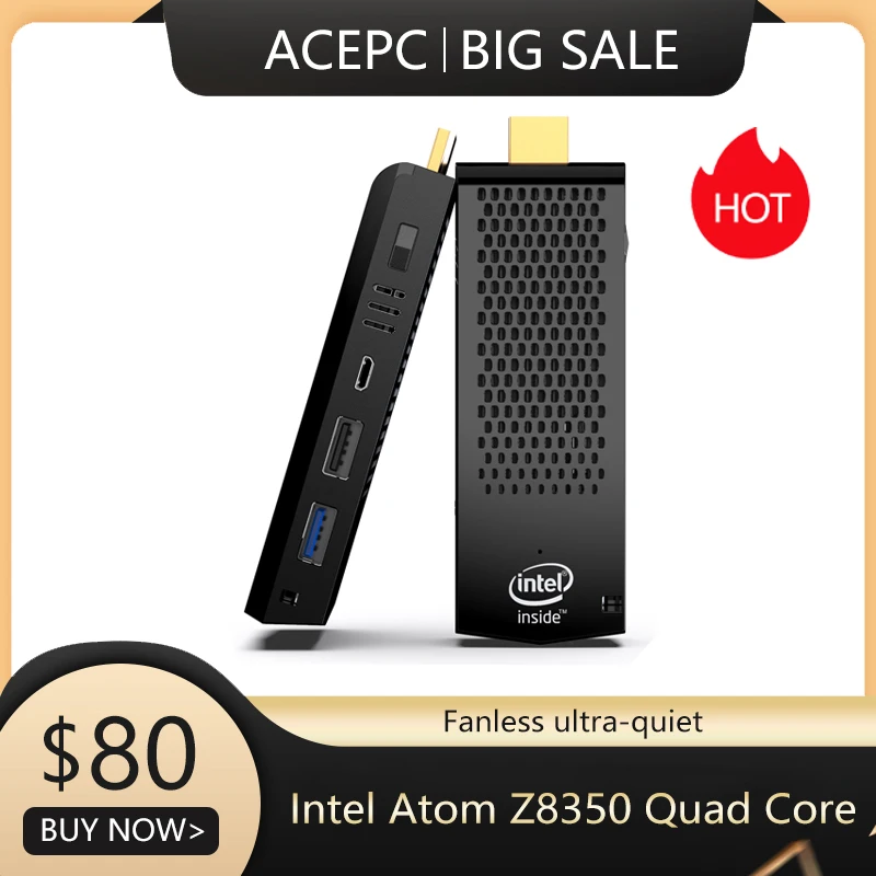 ACEPC T6 Pro Fanless MINI PC 3,9x1,5x0,5 zoll Intel Atom Z8350 Quad ...