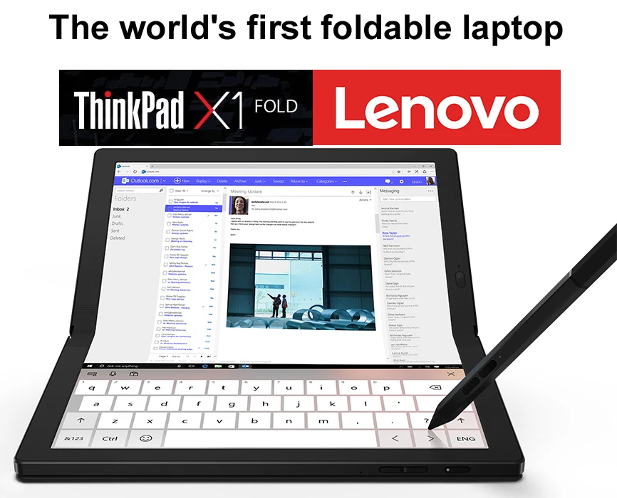 World’s First Foldable PC Lenovo ThinkPad X1 Fold Laptop+Tablet 13.3 ...