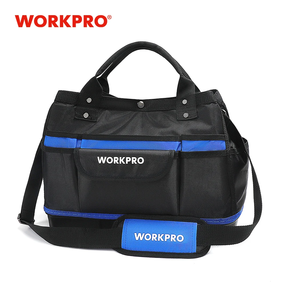 WORKPRO 15" Tool Storage Bag Wide Mouth tool kit bag 1680D Waterproof ...