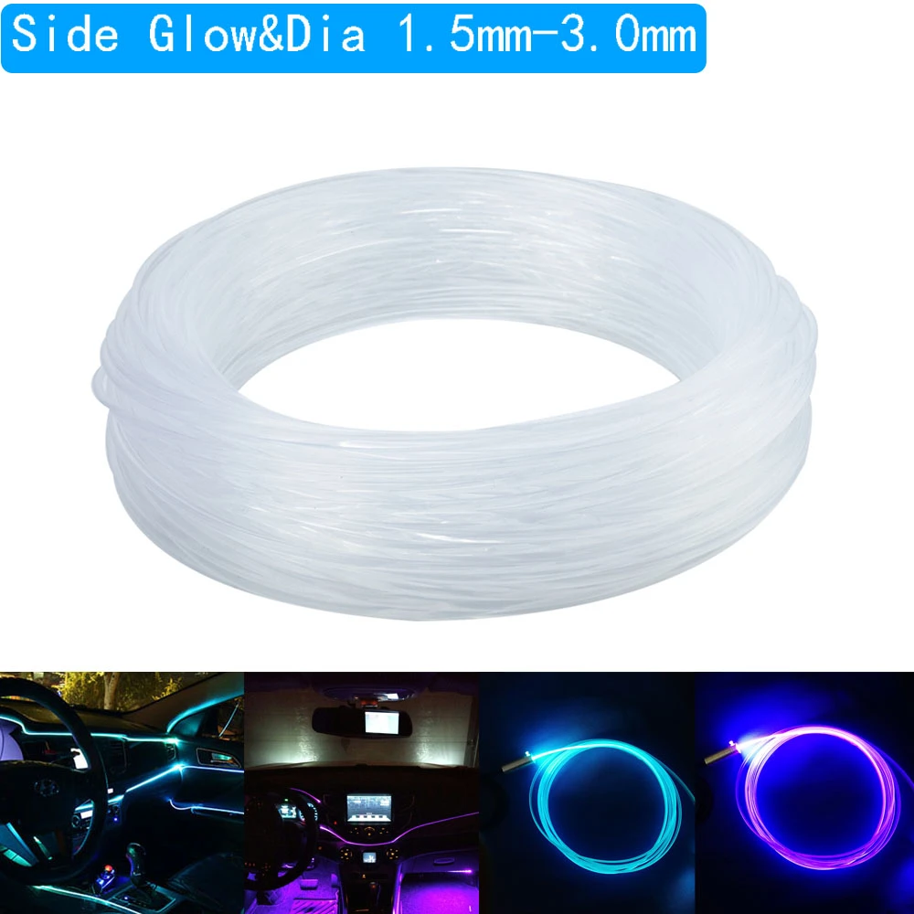 High Qualit Side Glow Fiber Optic Light Cable 50m/roll1.5mm~3mm Fiber ...