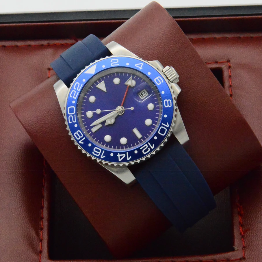 40mm Blue Automatic Watch Gmt Automatic Winding Mechanical Men's Watch ...