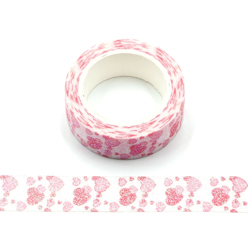1 Pc Pink Love Glitter Washi Tape Adhesive Tapes Diy Decorative ...