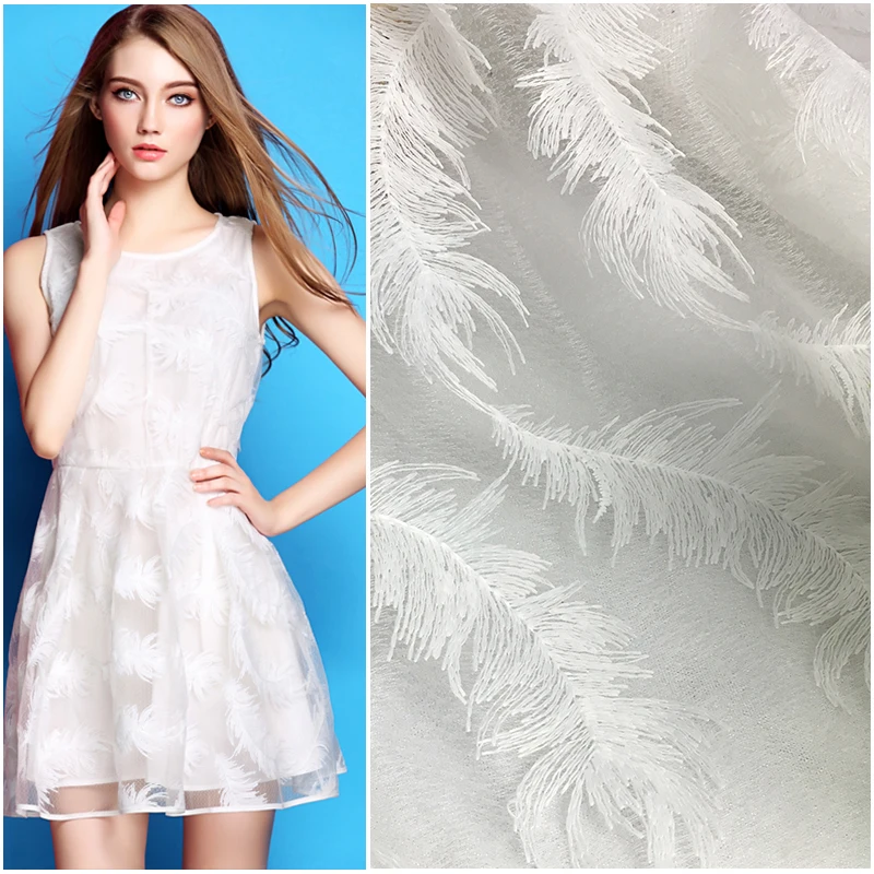 French lace feather embroidery lace fabric fashion veil clothing ...