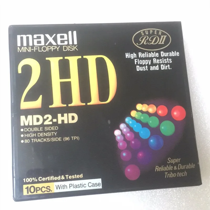Brand new and genuine 2hd maxell md2-hd 5.25 "1.2m floppy disk A box of 10 pcs
