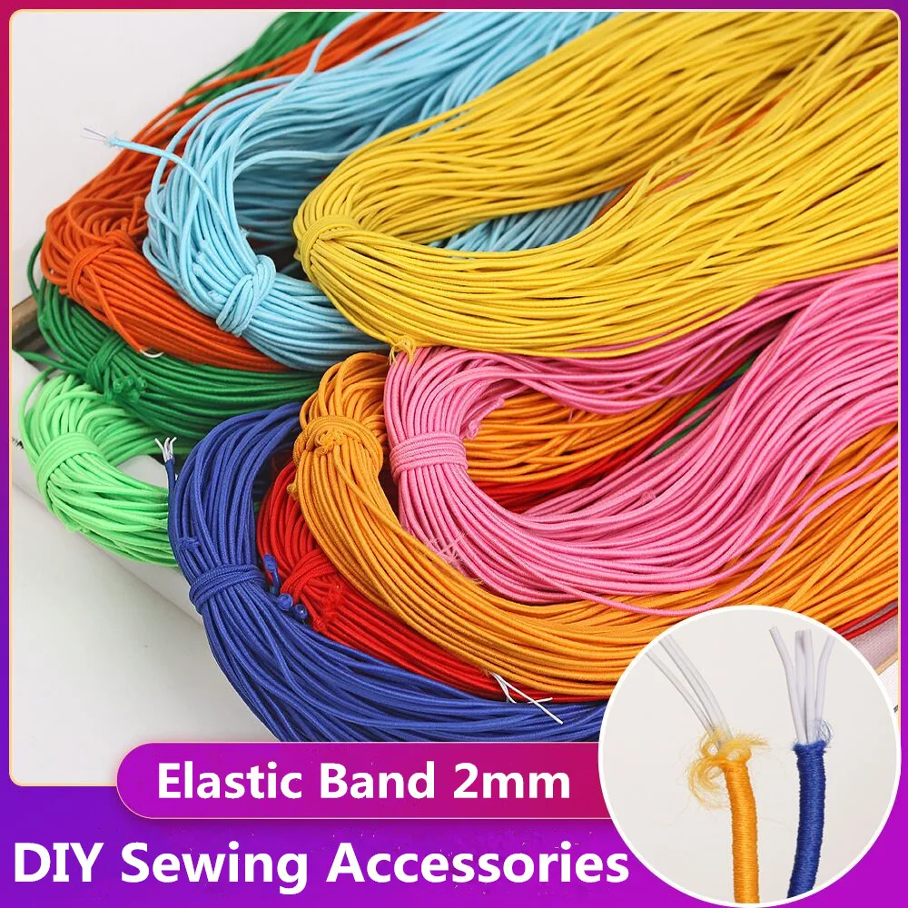 5m 2mm Colorful Round Elastic Band Round Elastic Rope High-elastic ...