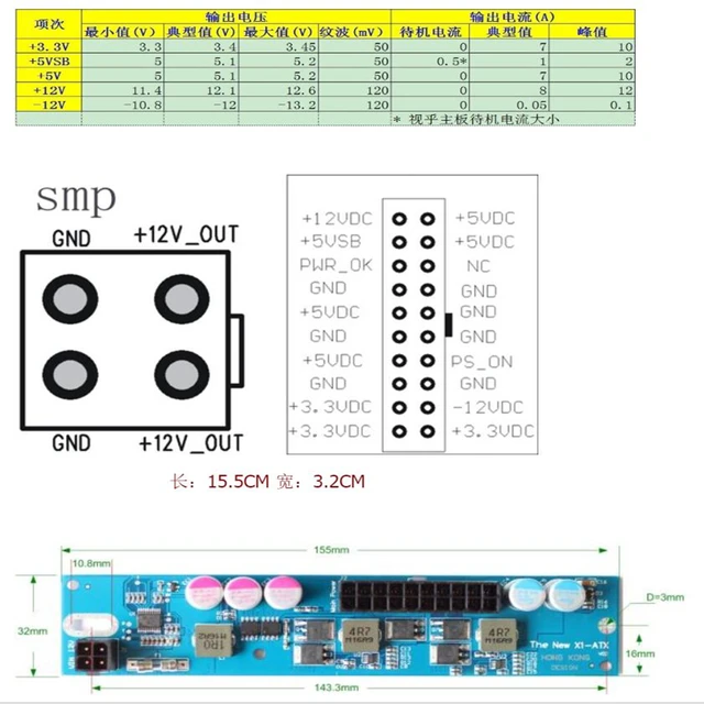 PSU Board For PICO-BOX Solid State DC-ATX ITX DC12V Digital Power Board ...