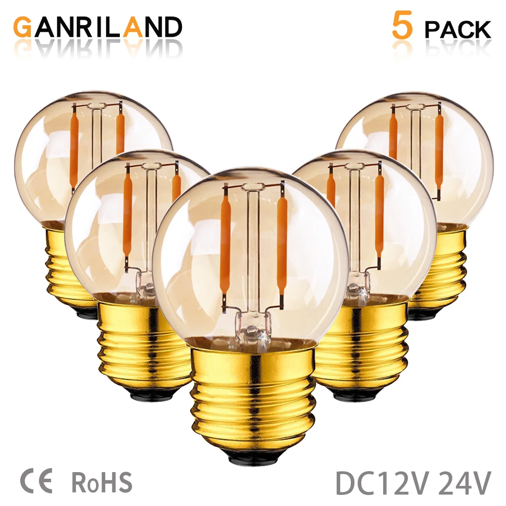 Ganriland E27 12v 24v Led Light Bulb G40 1w E14 Led Daylight White Low ...