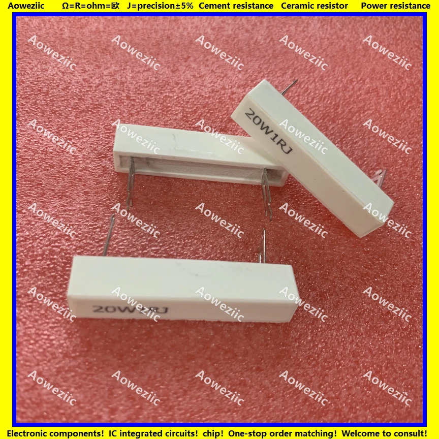 10pcs 20w1rj 20w1ωj Horizontal Cement Resistor 20w 1 Ohm 20w1r Ceramic ...