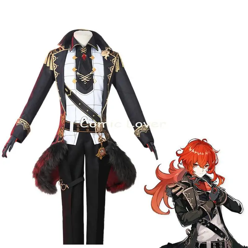 Genshin Impact Diluc Ragnvindr Cosplay Costume Christmas Anime Game ...